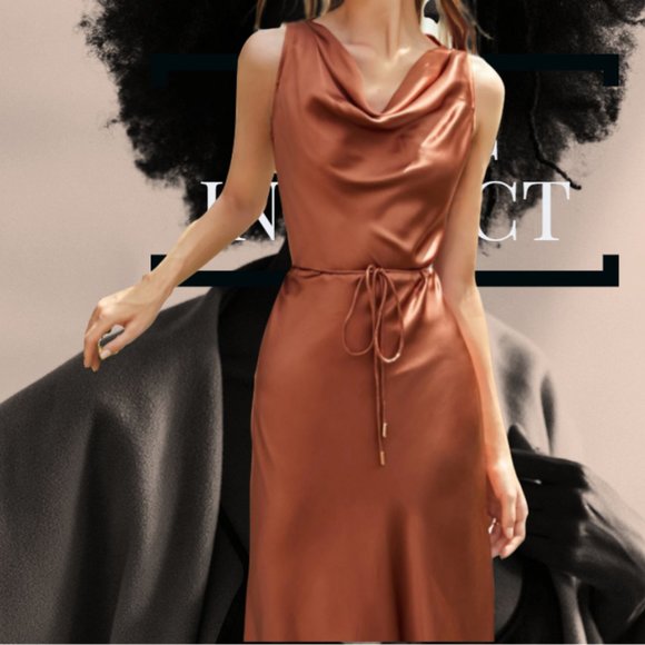 Dresses | Silk Rust Brown Dress | Poshmark